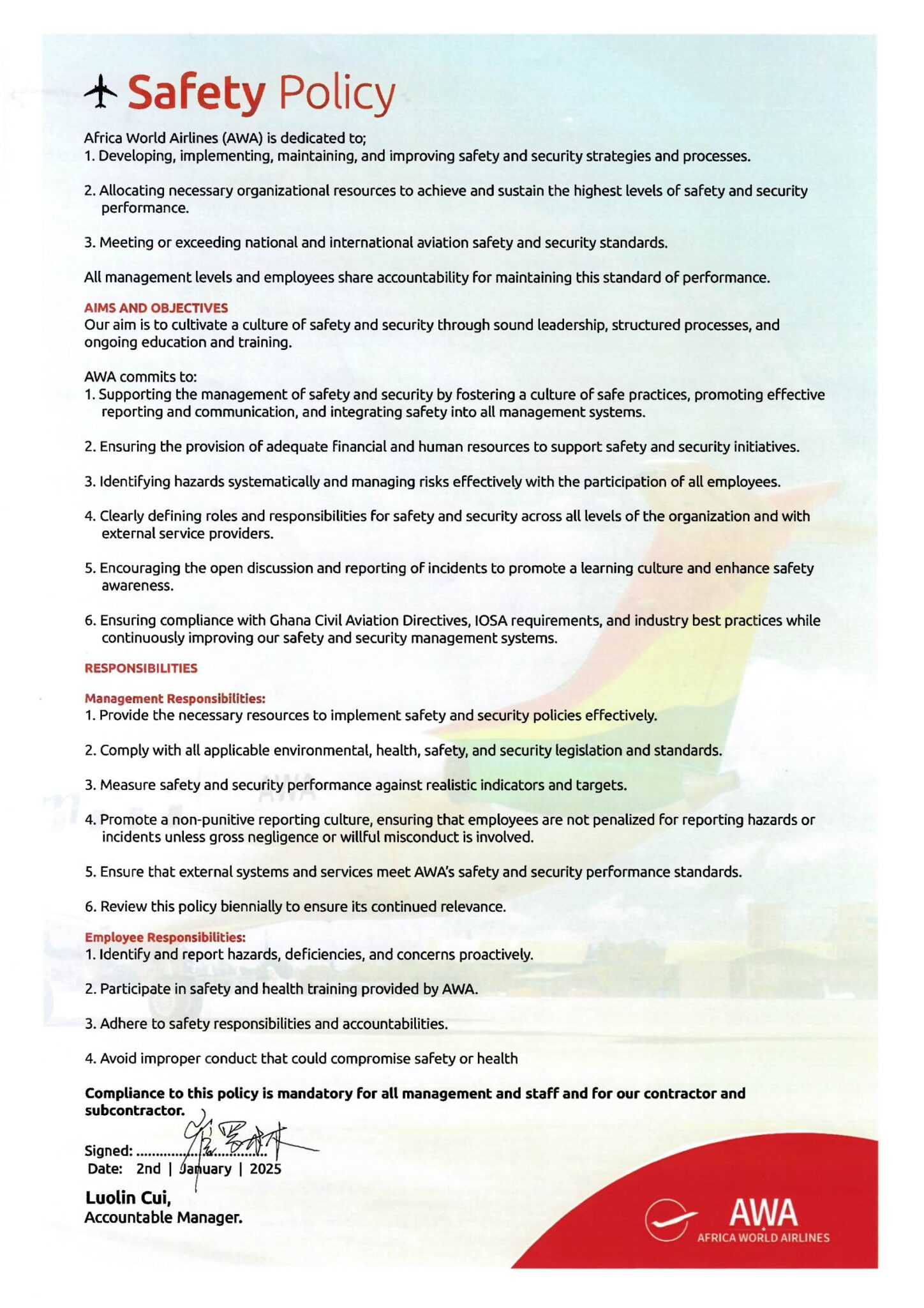 Safety Policy - Fly Africa World